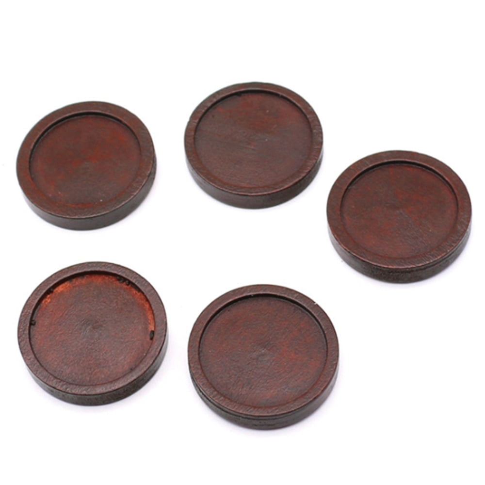 50 pc Natural Wood Cabochon Settings Flat Round Coconut Brown Inner ...
