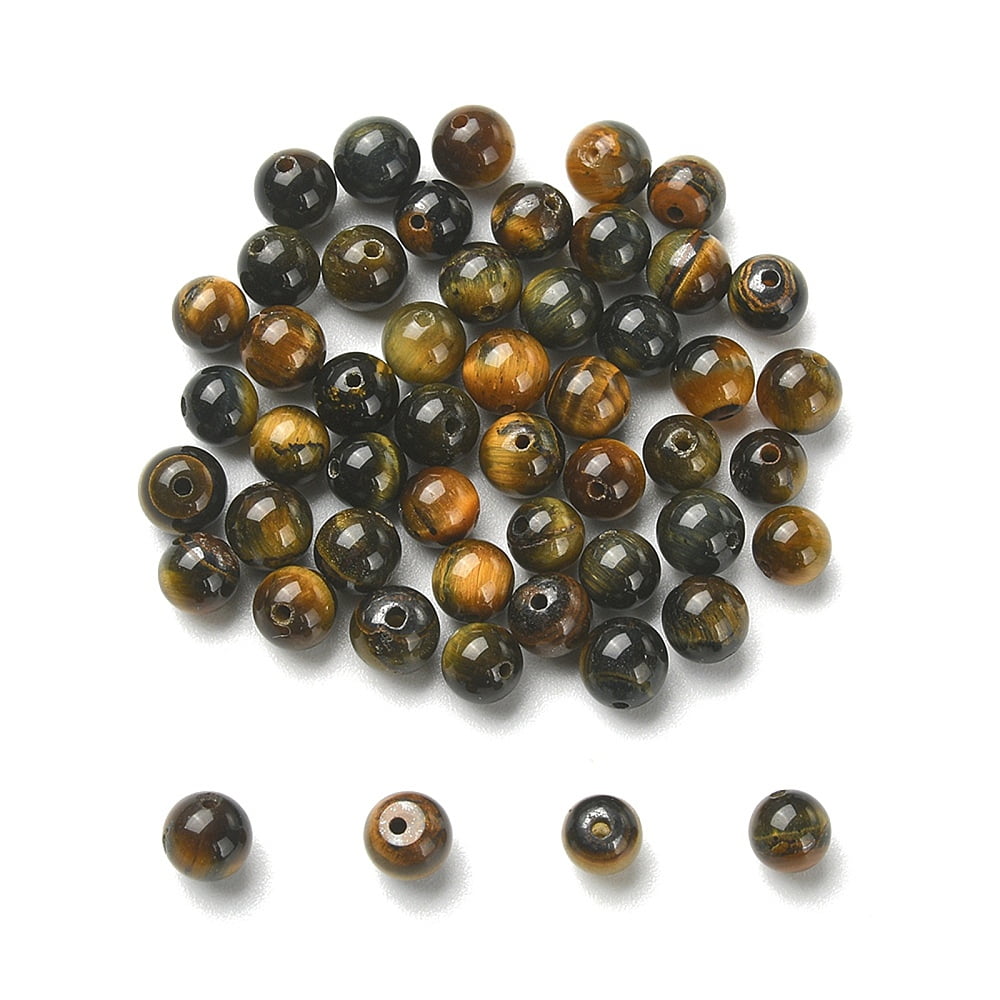 50 pc Natural Yellow Blue Tiger Eye Beads Strands Grade A Round 4mm ...