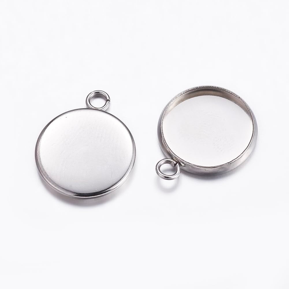 50 pc Non-Tarnish 304 Stainless Steel Pendant Cabochon Settings Plain ...