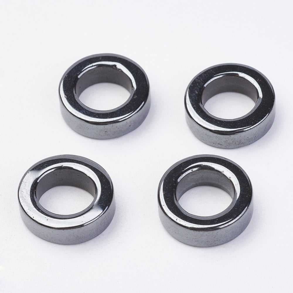 50 pc Non-magnetic Hematite Beads Ring/Circle 12.5x4mm Hole: 7.5mm - Walmart.com