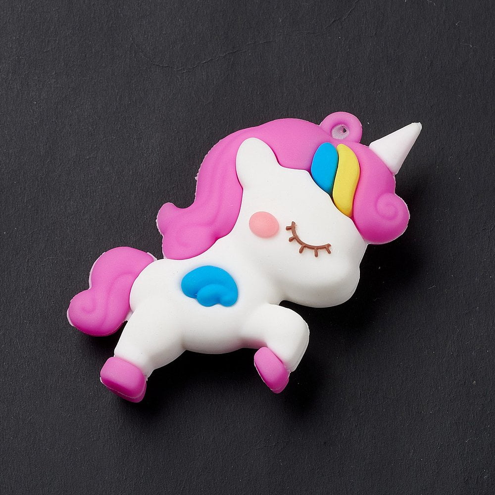 50 pc PVC Plastic Cartoon Pendants for DIY Keychain Making Unicorn Charm Orchid 61x37x14.5mm ...
