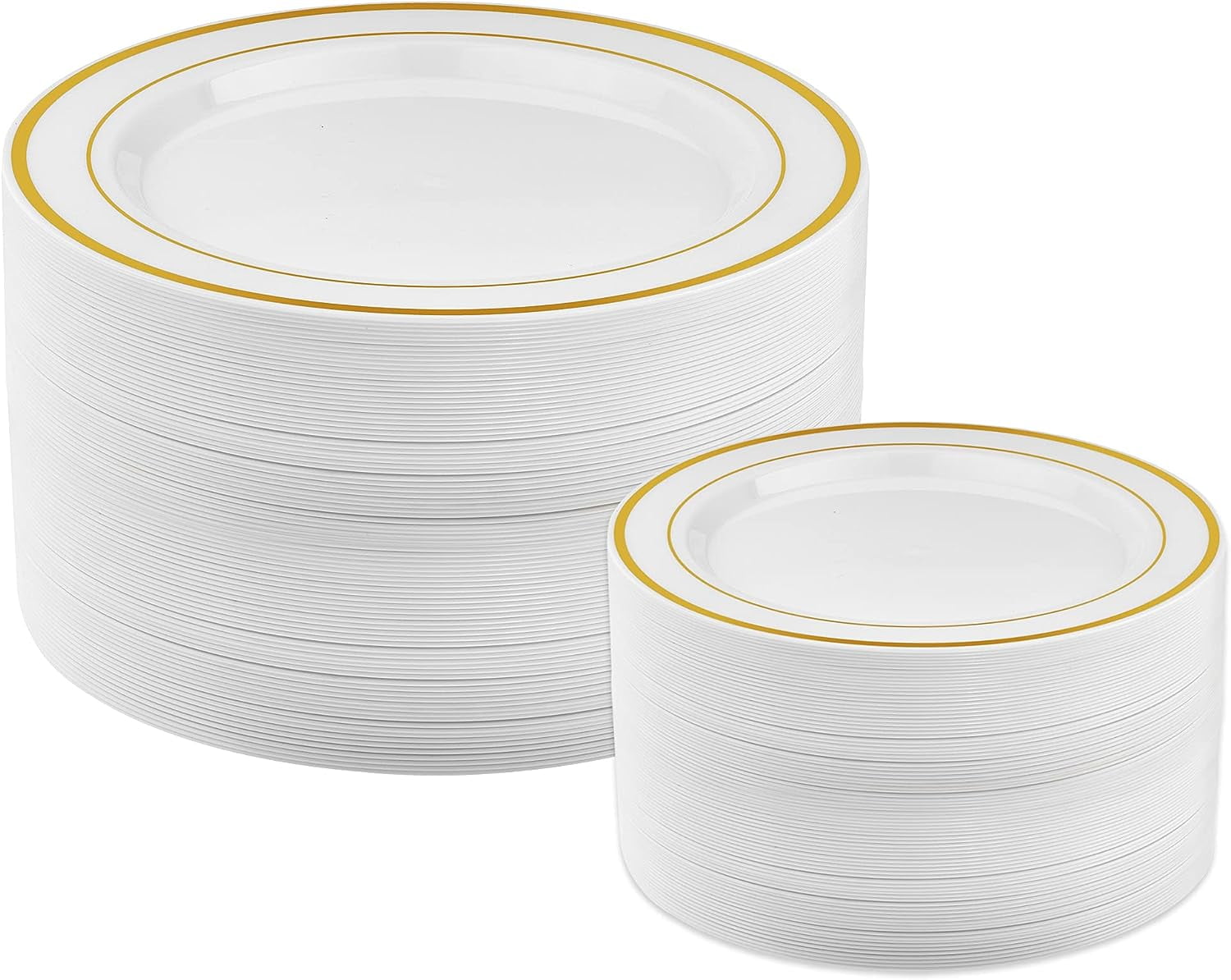 50-pc Plastic Gold Plates, 25 Plastic Dinner Plates & 25 Salad Small ...