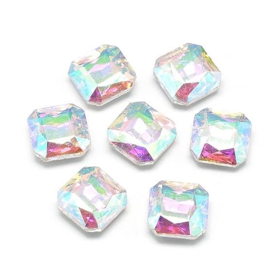 50 pc Pointed Back Glass Rhinestone Cabochons Faceted Back Plated ...