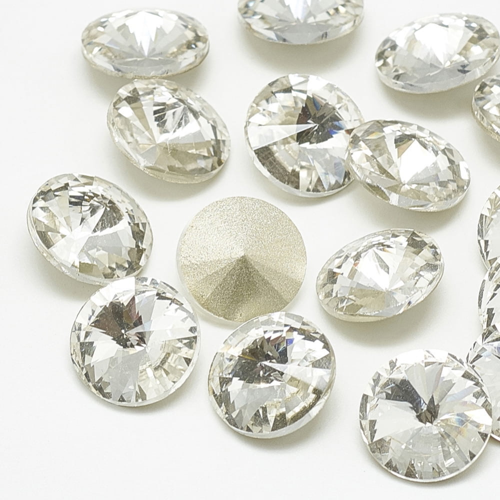 50 pc Pointed Back Glass Rhinestone Cabochons Rivoli Rhinestone Faceted ...
