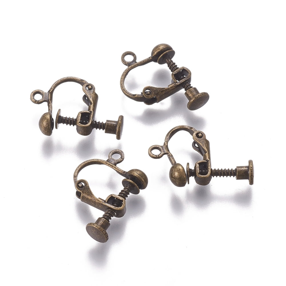 50 pc Rack Plated Brass Screw Clip-on Earring Findings Spiral Ear Clip ...