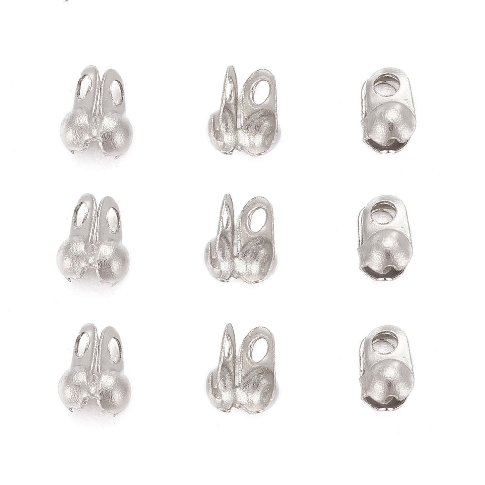 50 pc Resistant 304 Stainless Steel Bead Tips Calotte Ends Clamshell ...