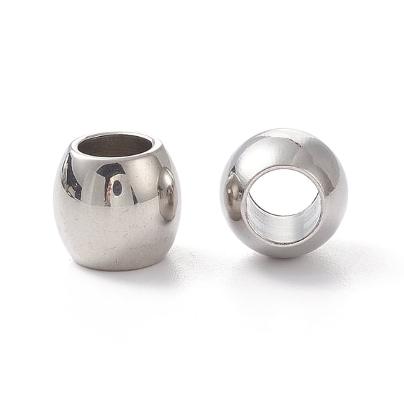 50 pc Resistant 304 Stainless Steel Beads Barrel Large Hole Beads ...
