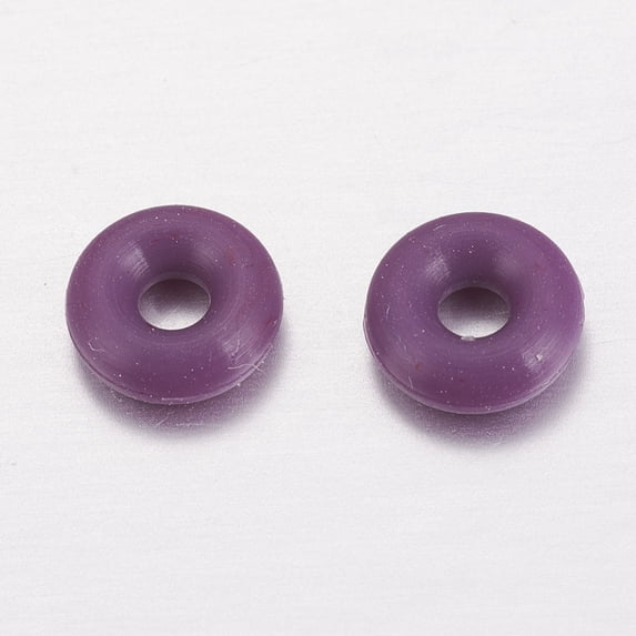 50 pc Rubber O Rings Donut Spacer Beads Fit European Clip Beads Purple ...