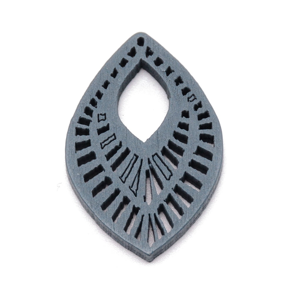 50 pc Splint Leaf Pendants for DIY Jewelry Making Aqua 35.5x24x4mm Hole ...