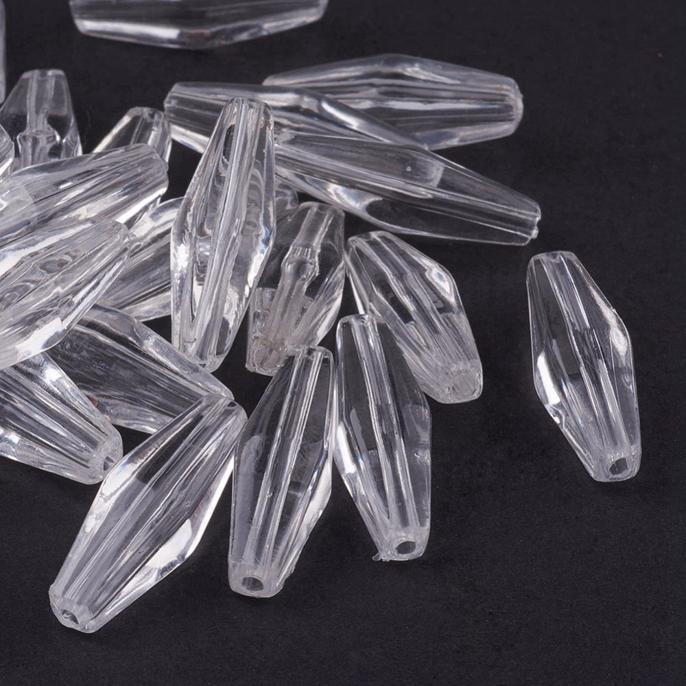 50 pc Transparent Acrylic Beads Clear Rice 24mm long 8mm wide hole: 2mm ...