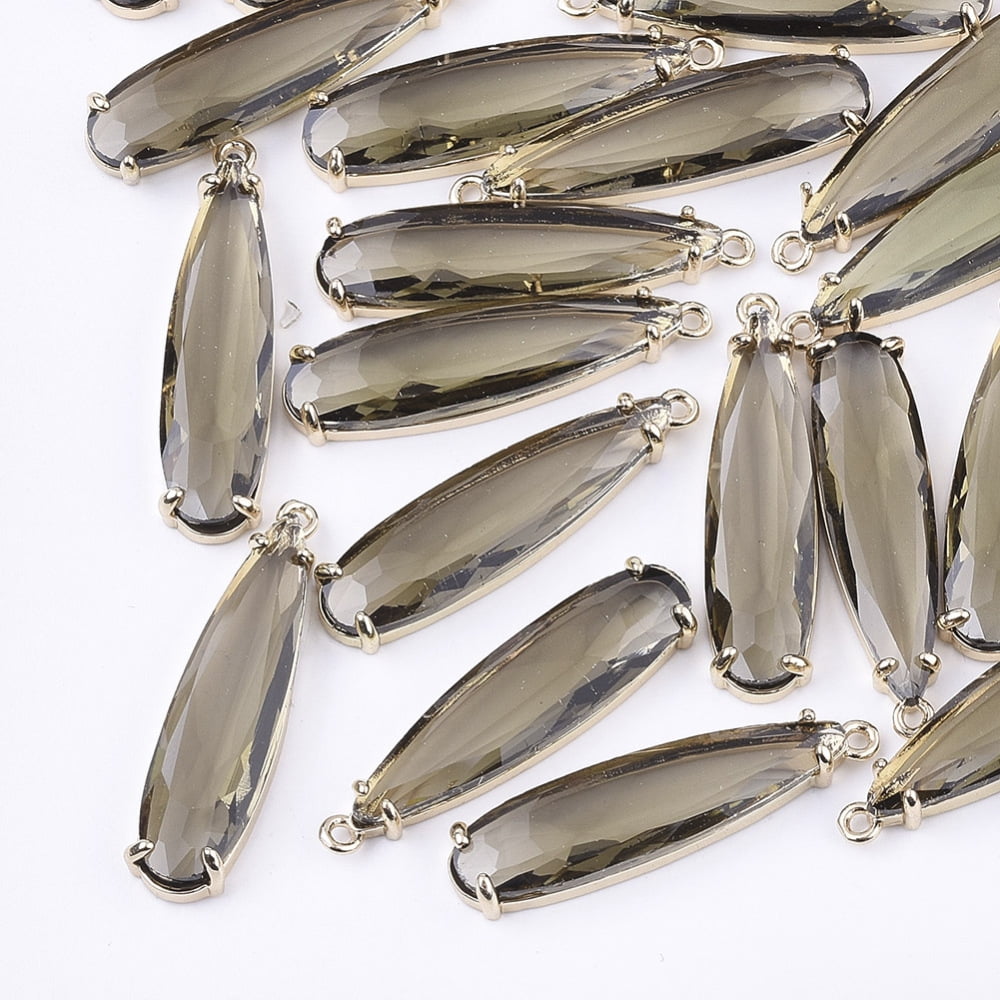 50 pc Transparent Glass Pendants with Brass Findings Faceted Teardrop ...