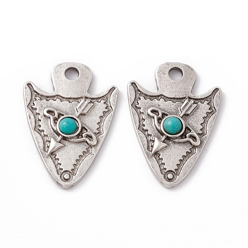 50 pc Turquoise Half Round Pendants Arrow Charms with Rack Plating ...