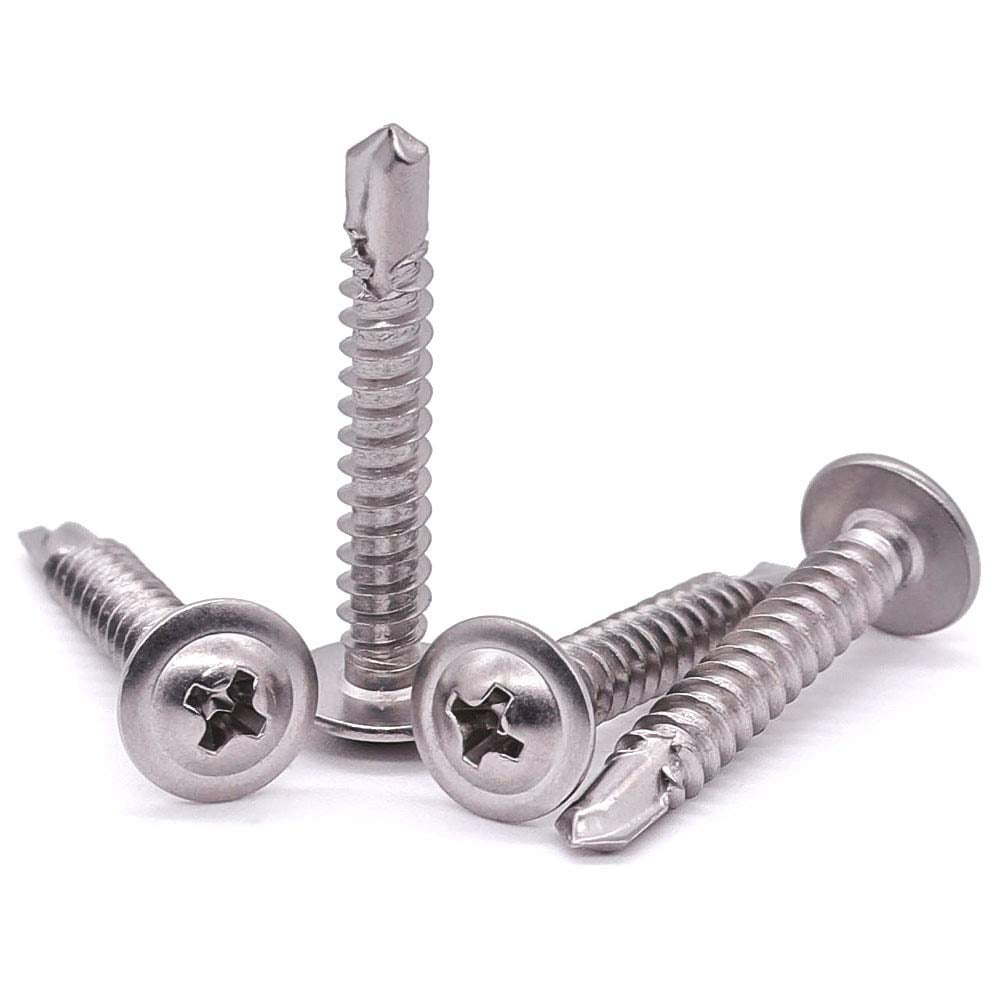 (50 pcs) #10 x 2 Stainless Wafer Head Self Drilling Screw, Modified Truss Head Self Driller ...