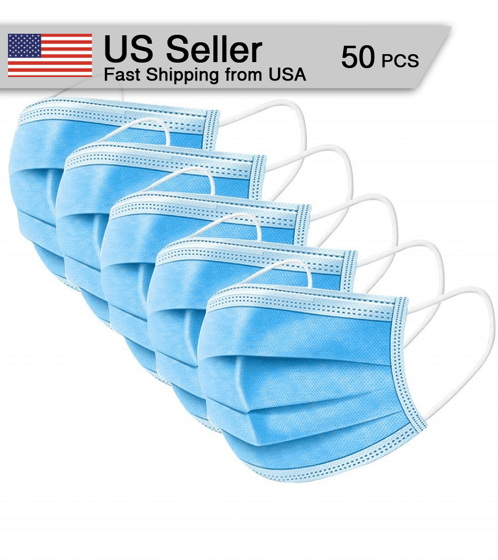 50 pcs Disposable 3-Layer Protective Face Mask Earloop Mouth Face Mask ...