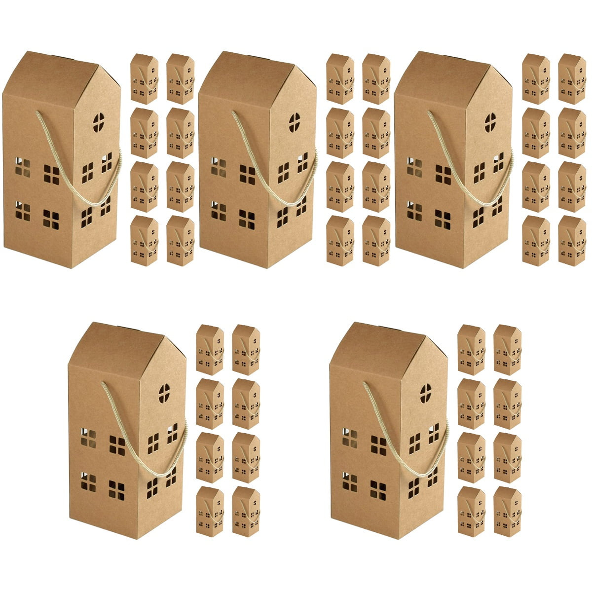 50 pcs House Shaped Boxes Candy Paper Hollow Treats Boxes for Dessert ...