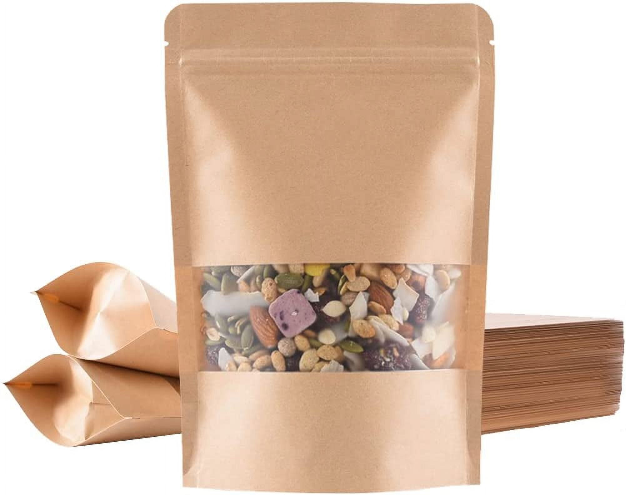 50 pcs Kraft Paper Bags with Window (14 _x_ 20cm), Kraft Food Bags ...