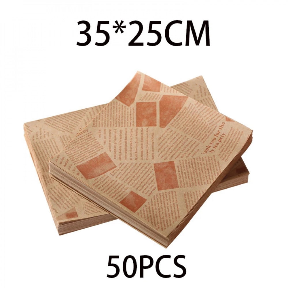 50 pcs Oil-Proof Paper for Wrapping Sandwich Packaging Burger Bread ...