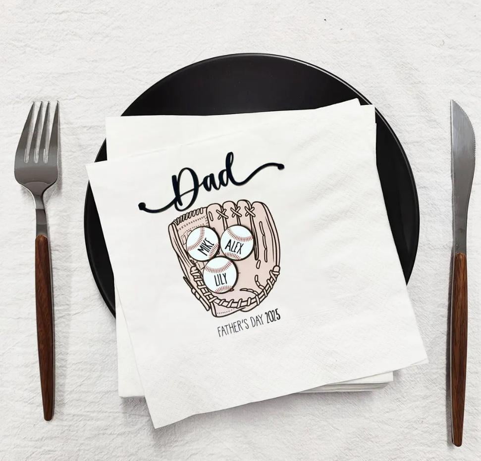 50 pcs Personalized Father's Day Napkins, Custom Party Cocktail Napkins ...