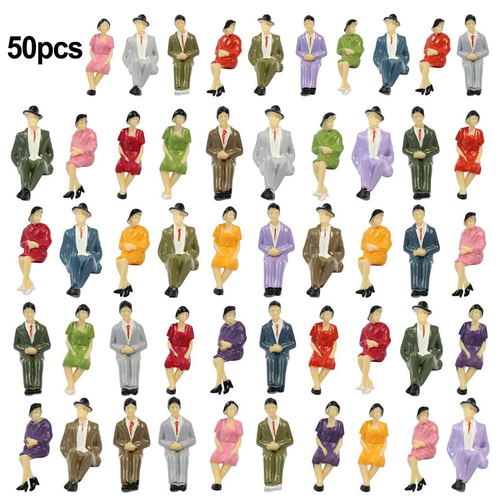 50 pcs Sitting Figures Scale 1:32 Model Figures People Track 1 Painted ...