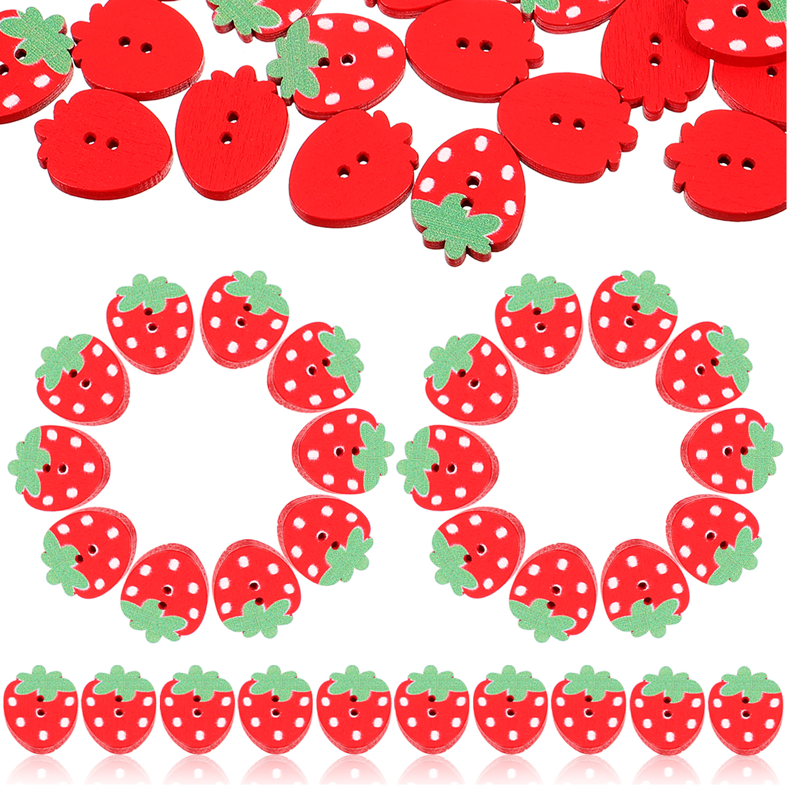 50 pcs Strawberry Shaped Buttons Decorative Buttons Wooden Buttons DIY ...