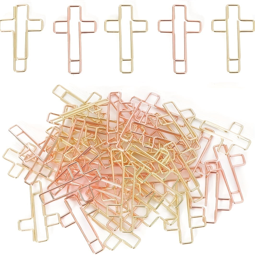 Unbranded Cross-Shaped Paper Clips, 50 Pcs, Gold and Rose Gold ...