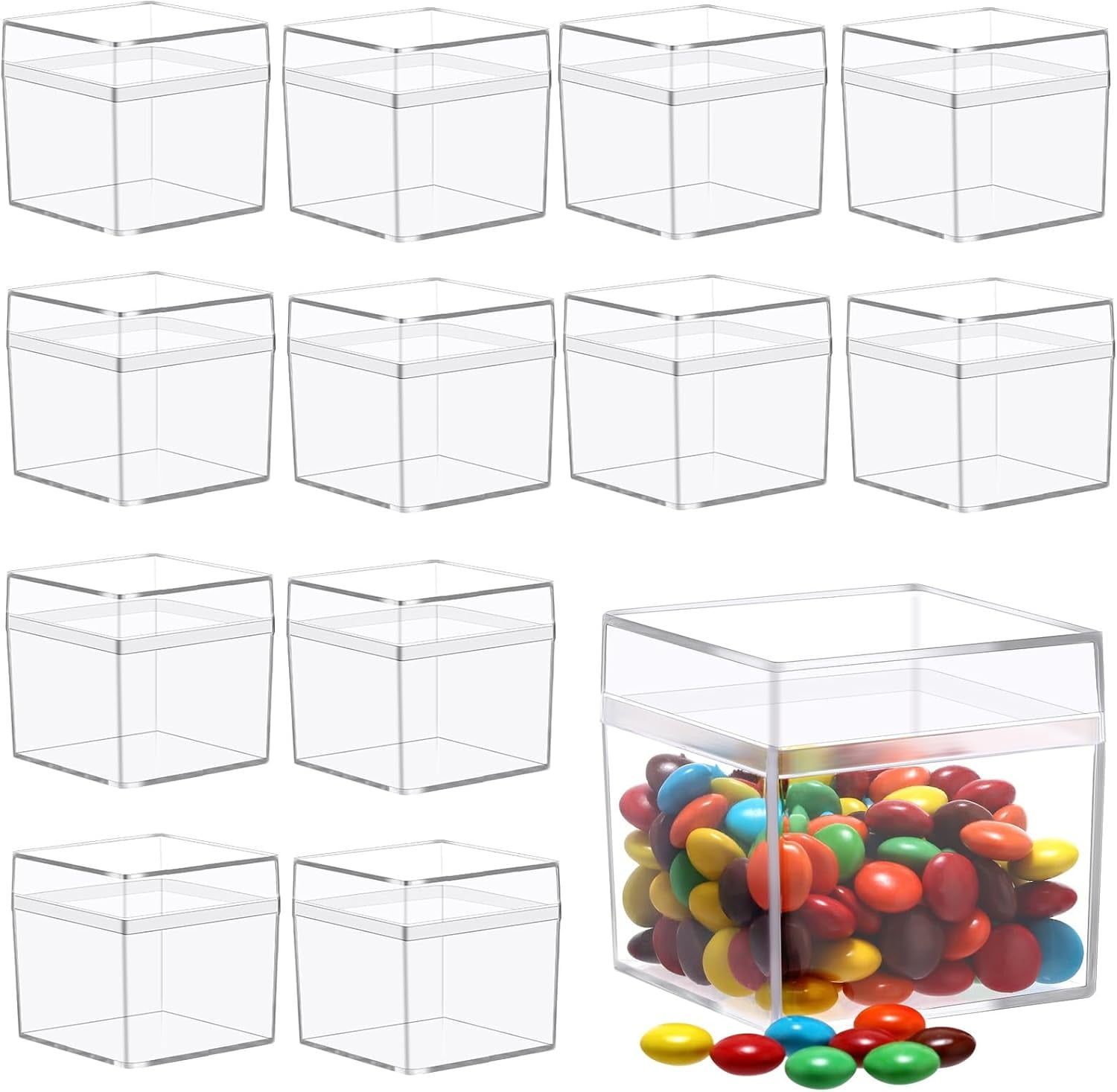 50-piece set 222-inch transparent acrylic plastic boxes with lids ...