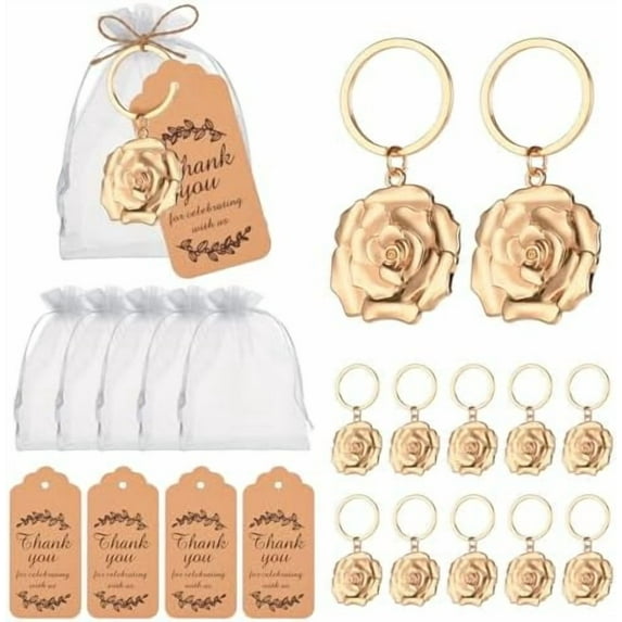 50 pieces Rose Shaped Keychain/key Ring for baby shower, wedding or ...