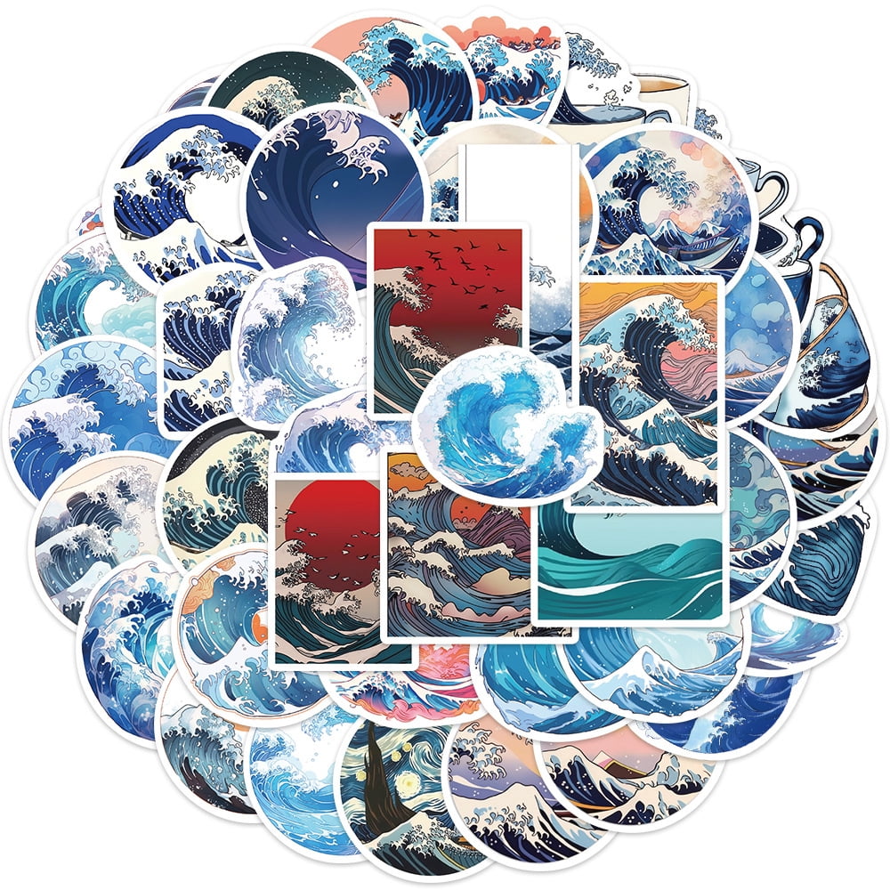 50 pieces of wave and water ripple stickers for decorating guitars ...