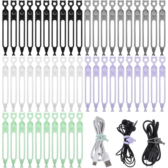 50 pieces silicone cable ties, data cable organization ties, suitable ...