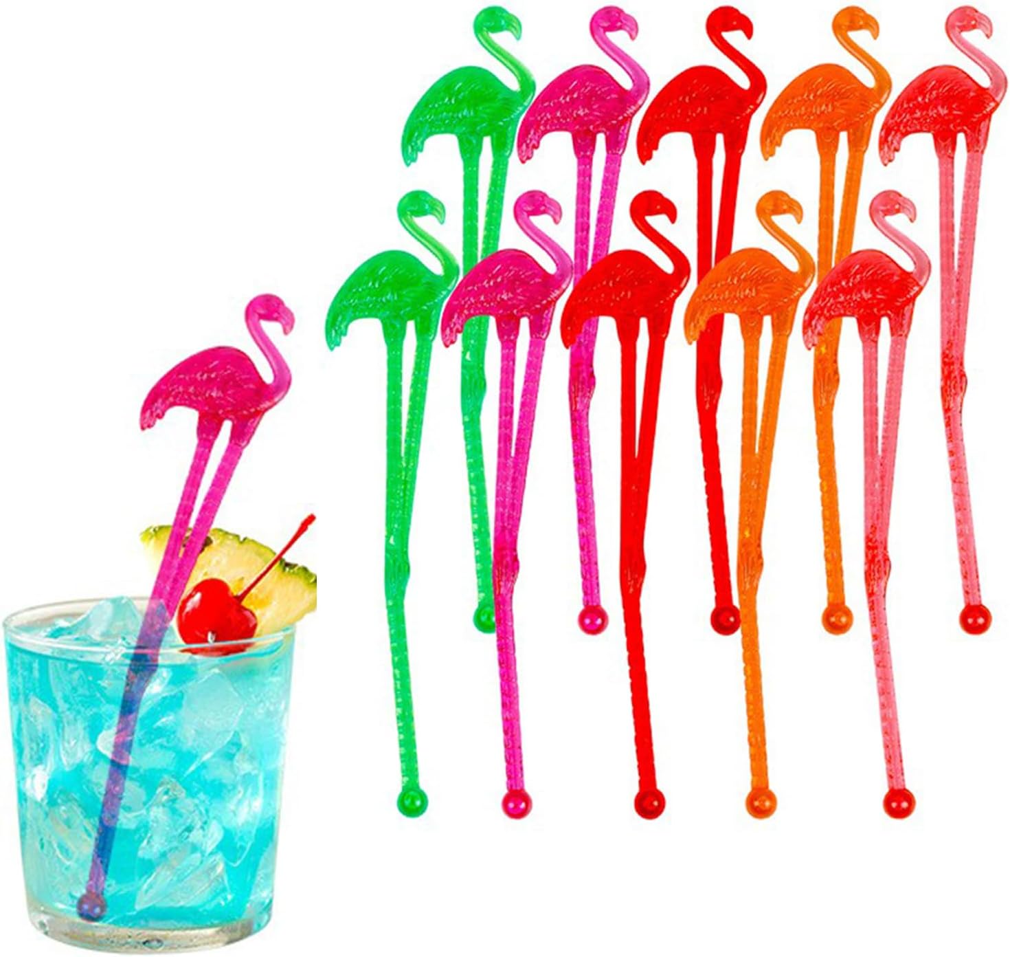 50 plastic flamingo mixing stick cocktail milk tea coffee juice drink ...