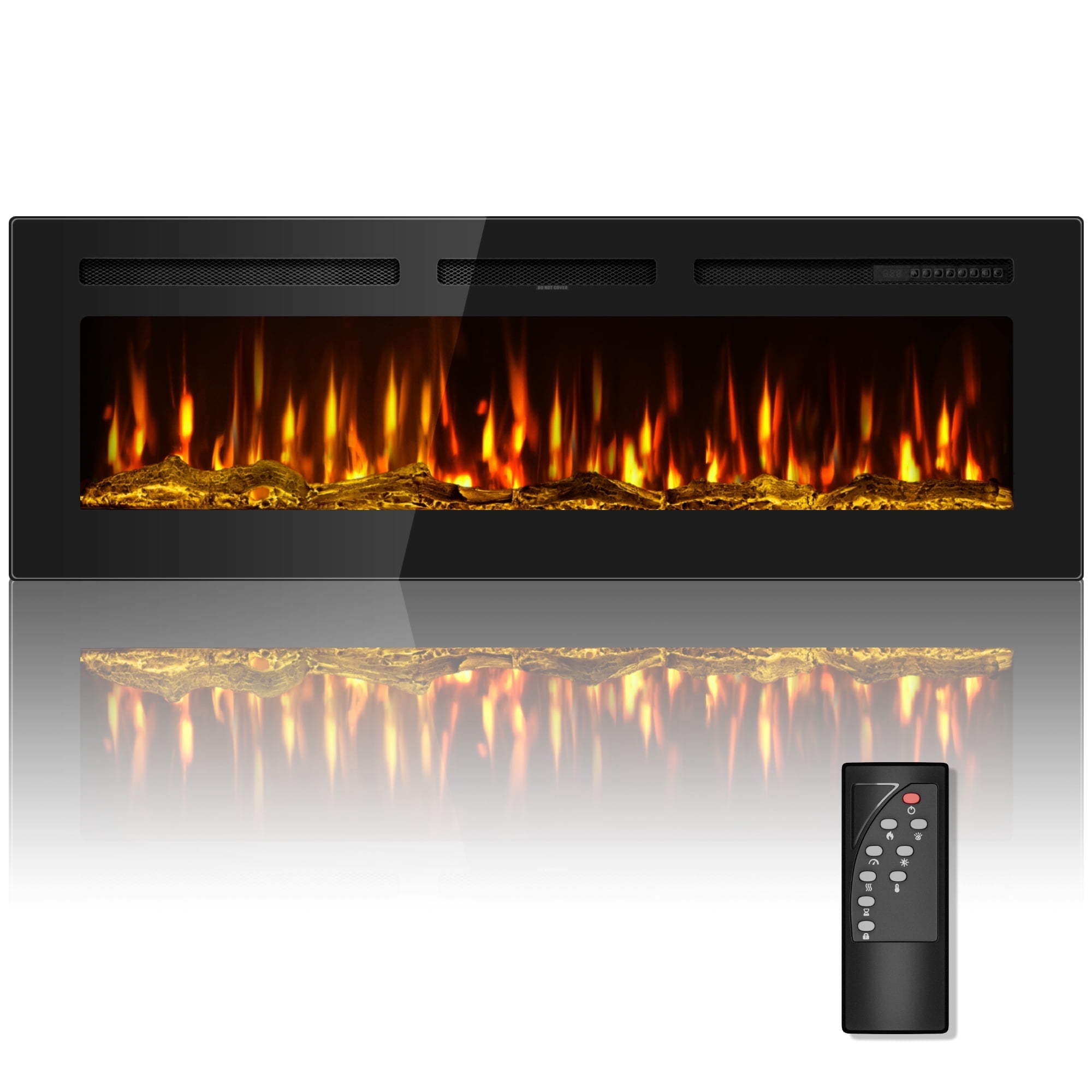 50-inch wall-mounted electric fireplace with multi-color flame, timer ...