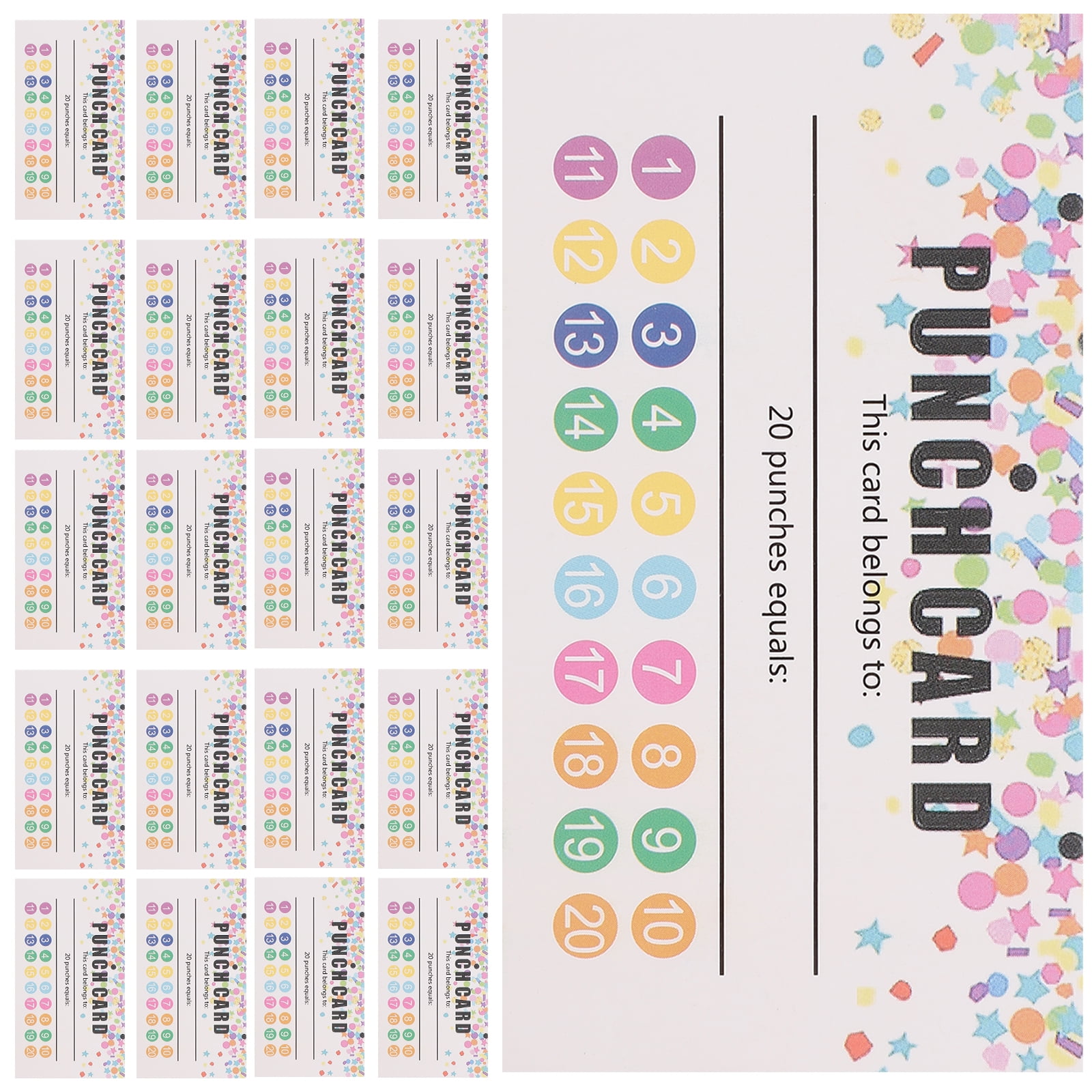 50 sheets Cartoon Punch Cards Incentive Reward Cards School Punch Cards ...