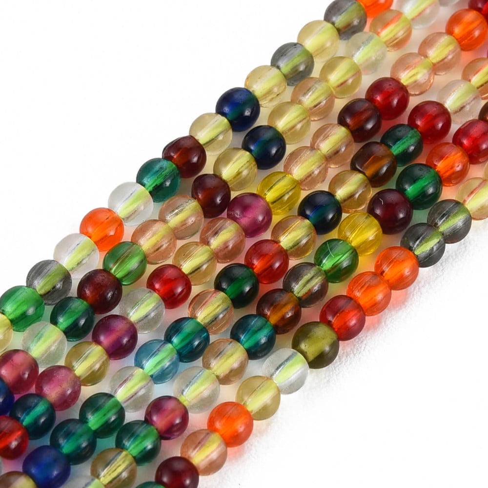 50 strand Glass Beads Strands Round Colorful 2mm Hole: 0.6mm 185~206pcs ...