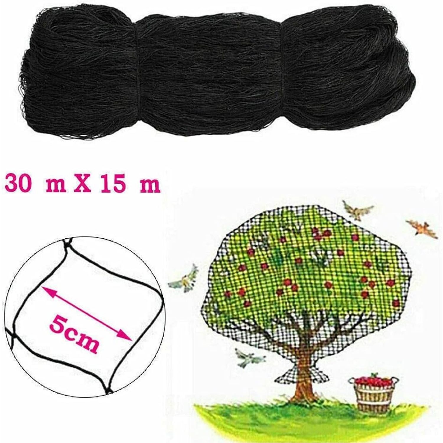 50' x 100' Anti-Bird Net Netting Nylon Aviary Netting 2'' Square Mesh Reusable Protect Tree ...