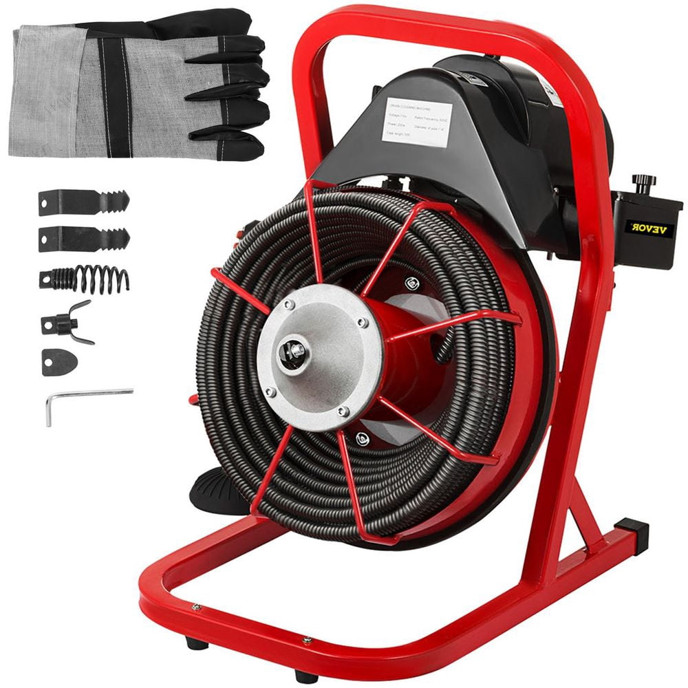 50' x 3/8" Drain Cleaner 250W Drain Cleaning Machine Sewer Clog w ...