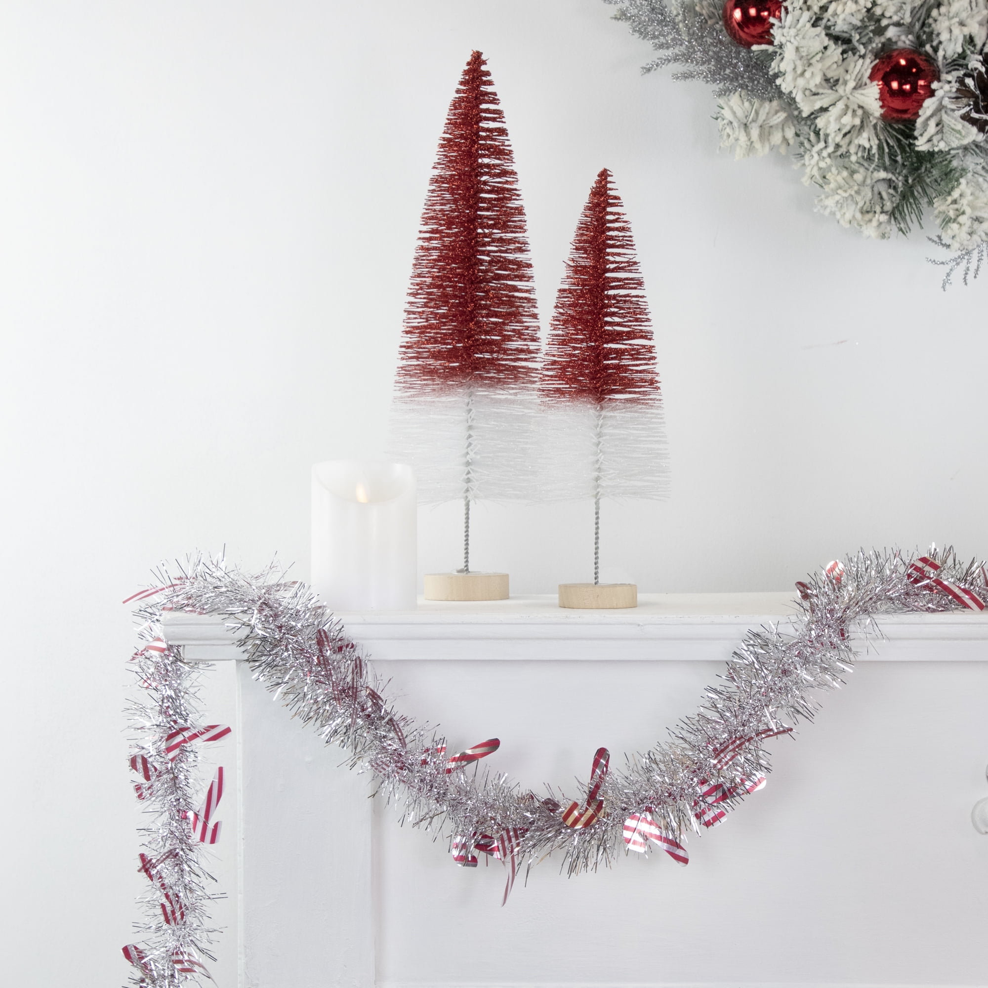Silver Tinsel Co. Christmas Candy Cane Tinsel Garland - 50ft - Walmart.com