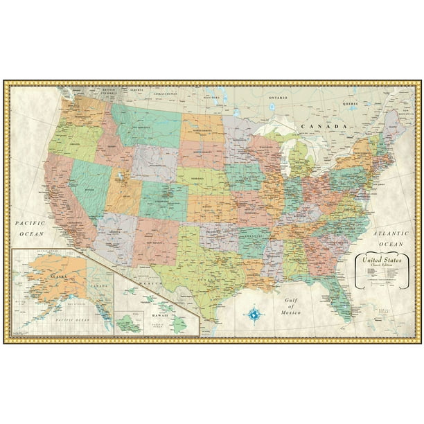 50" x 32" RMC Classic Edition United States Wall Map - Laminated ...