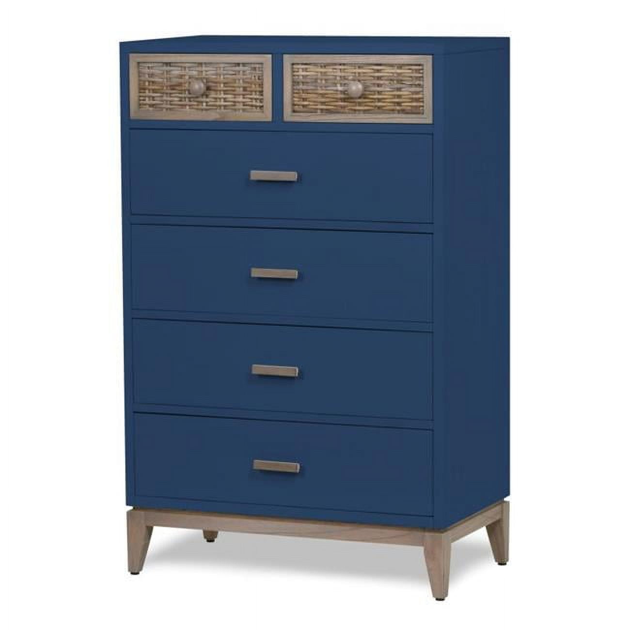 50 x 32 x 18 in. Kauai 6-Drawer Split Vertical Chest, Blue & White ...