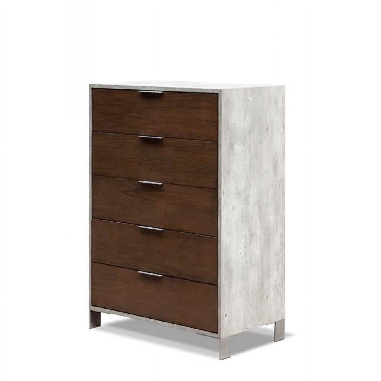 50 x 35 x 20 in. Dark Walnut & Gray Manufactured Wood Five Drawers ...