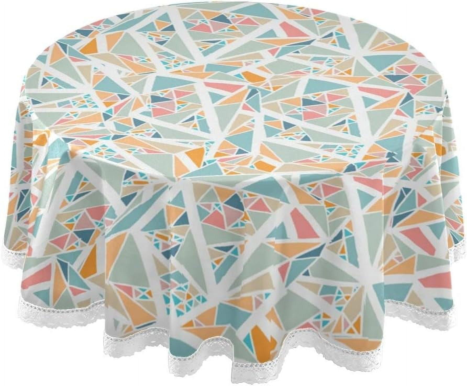 50" x 50"Colorful Geometric Patterm Round Table Cloths for Home Kitchen ...