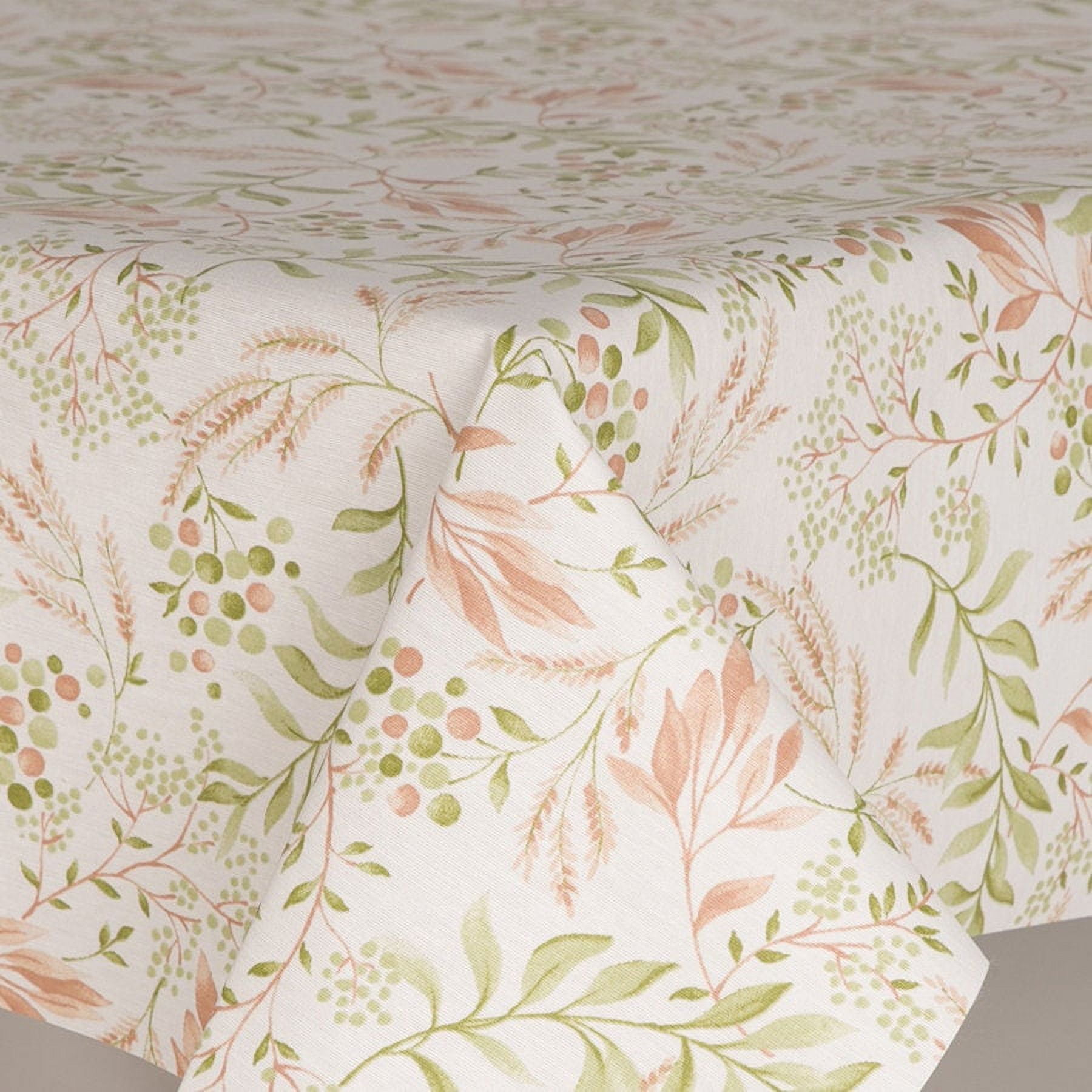 50" x 50"Oilcloth Tablecloth Stelle Garden with Peach and Green Leaves ...