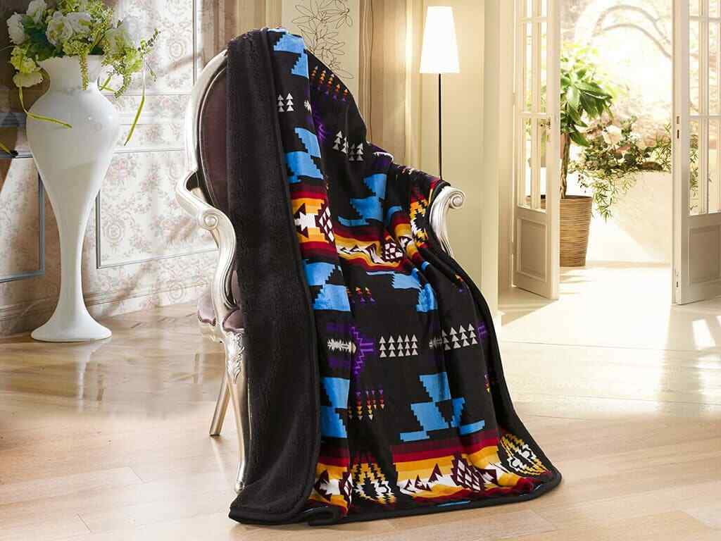 50" x 60" Southwest Aztec Sherpa Throw Blanket - 11 Colors for All ...