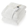 50" x 60" White Waffle Heated Throw Blanket,Machine Washable Electric ...