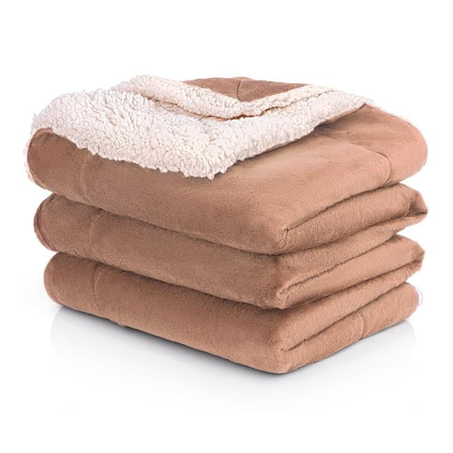50 x 60 in. Micro Mink Sherpa Throw Blanket, Camel - Walmart.com