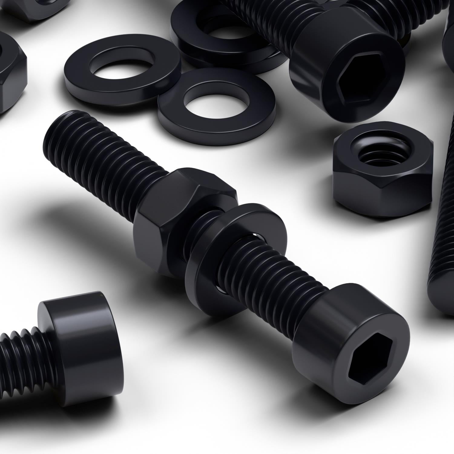 50 x Black Nylon socket head, plastic machine screws, M6 x 40mm ...