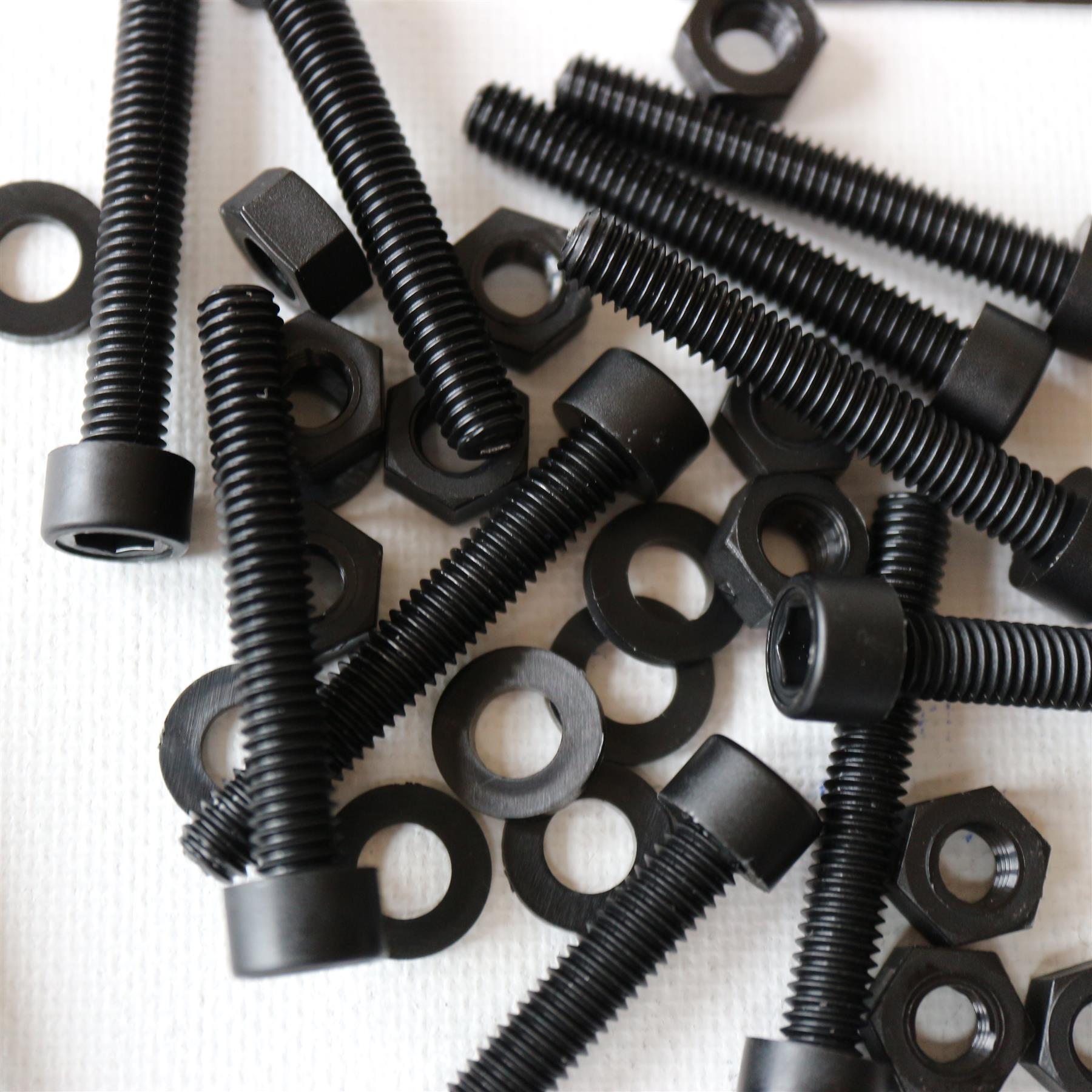 50 x Black Nylon socket head, plastic machine screws, M6 x 40mm ...