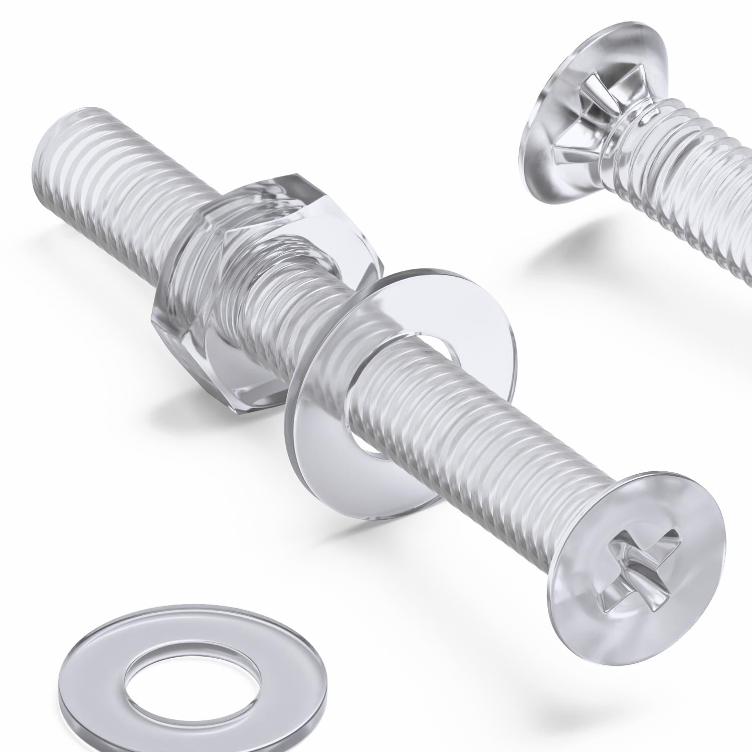 50 x Crosshead Countersunk Screws Nuts and bolts, Transparent Clear ...