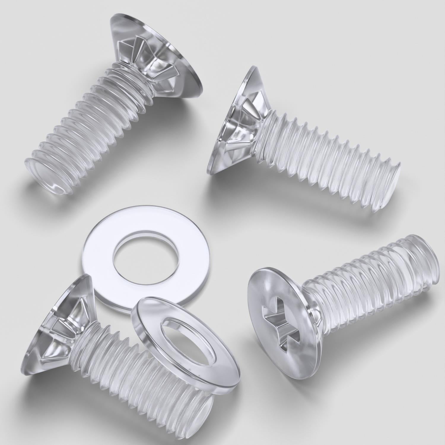 50 x Crosshead Countersunk Screws Nuts and bolts, Transparent Clear ...