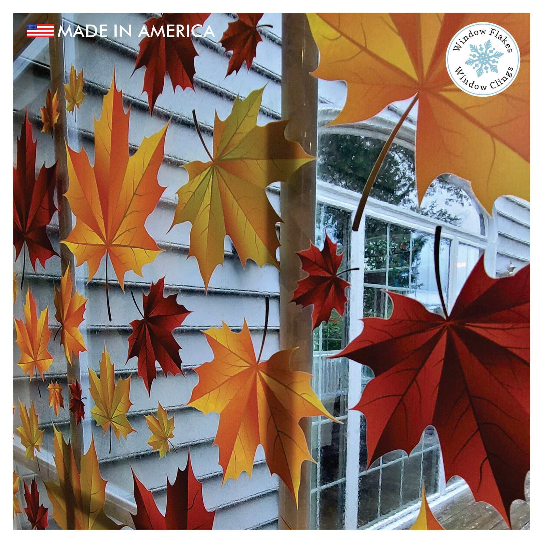 50 x Fall Leaf Window Clings - 50 Fall Leaf Window Decal Decorations ...