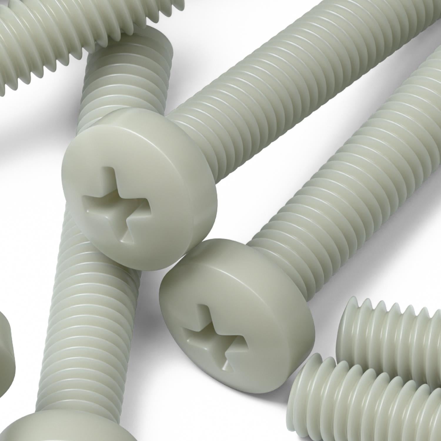 50 x Glass Filled Reinforced Super Nylon Pan Head, Crosshead Machine Screws, M3 x 20mm, Plastic ...